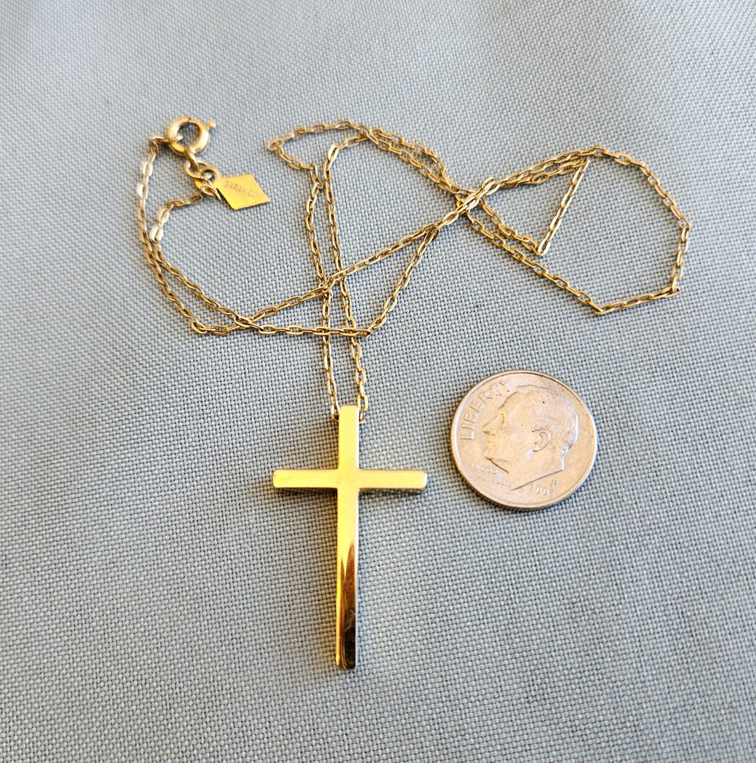 Sarah Coventry Calvary Cross Pendant Necklace, 1960s Goldtone Metal ...