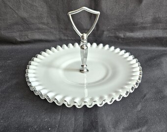 Fenton Silver Crest 3-tier Handled Tid Bit Tray or Server or Candy Dish ...