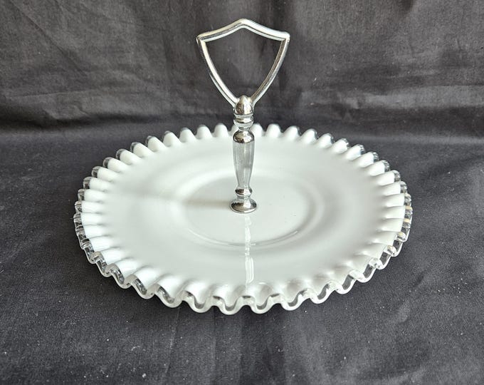 Fenton Silver Crest 3-tier Handled Tid Bit Tray or Server or Candy Dish ...