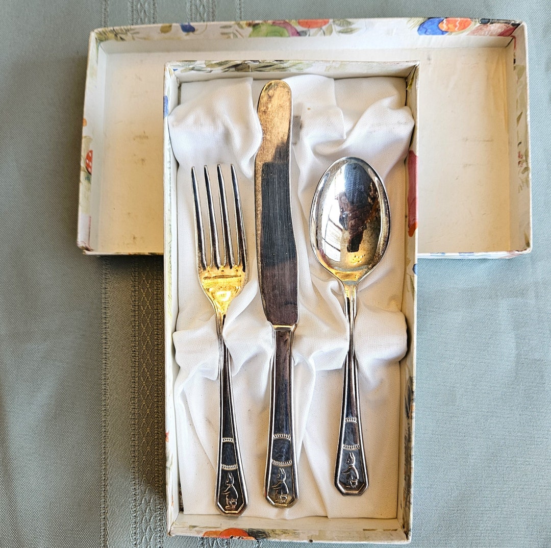 Child's Peter Rabbit Silverware, Grenadier Bobtails EPNS Sheffield ...