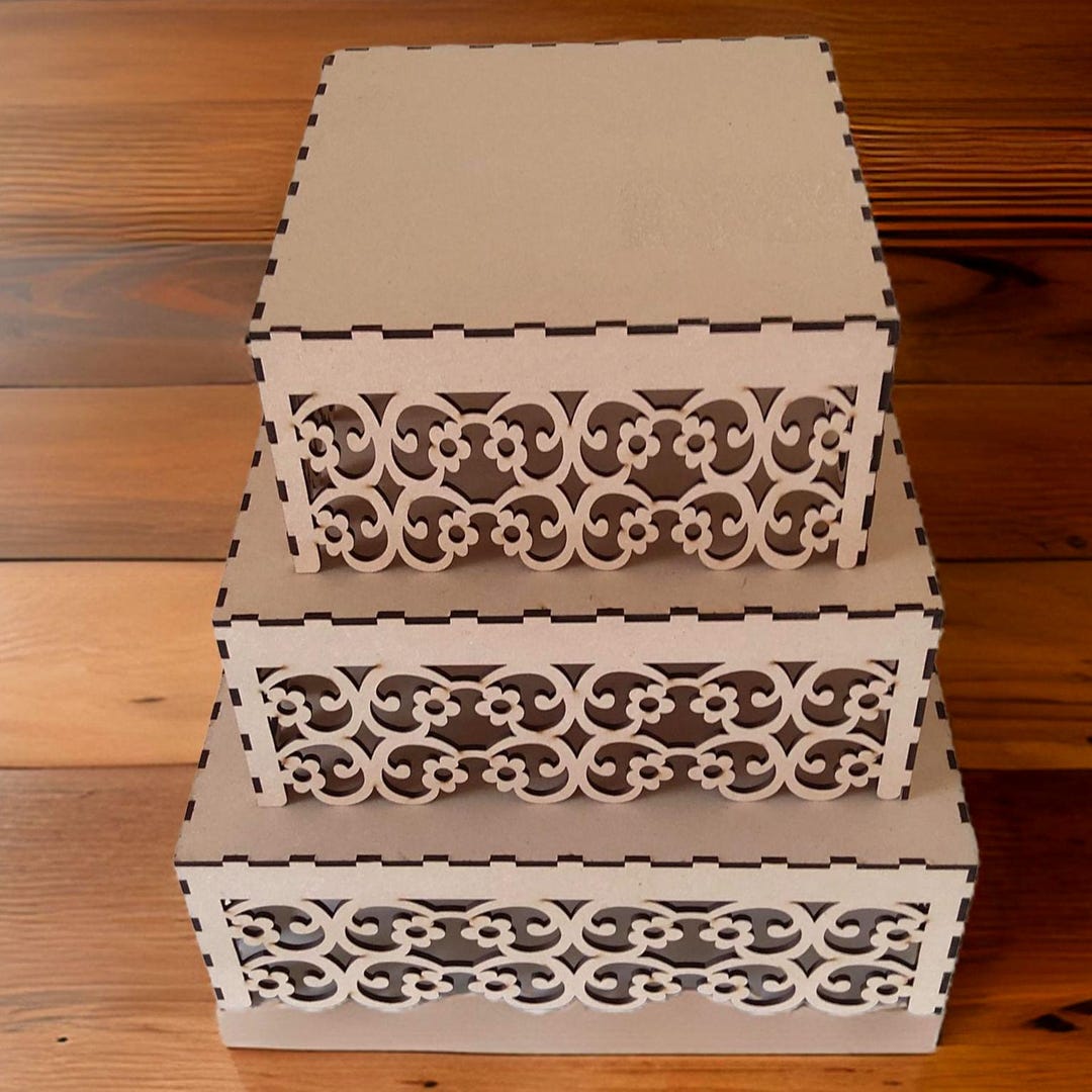 Set of Openwork Wooden Trays/ Cake Stands/ Candy Holder/ Wedding and ...