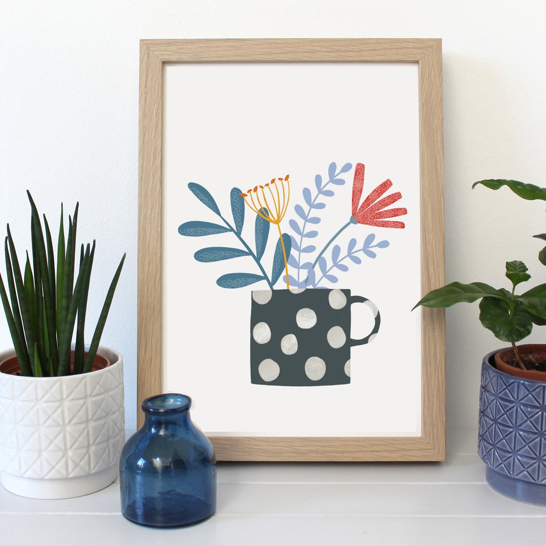 Spotty Flower Mug A4 Art Print - Etsy