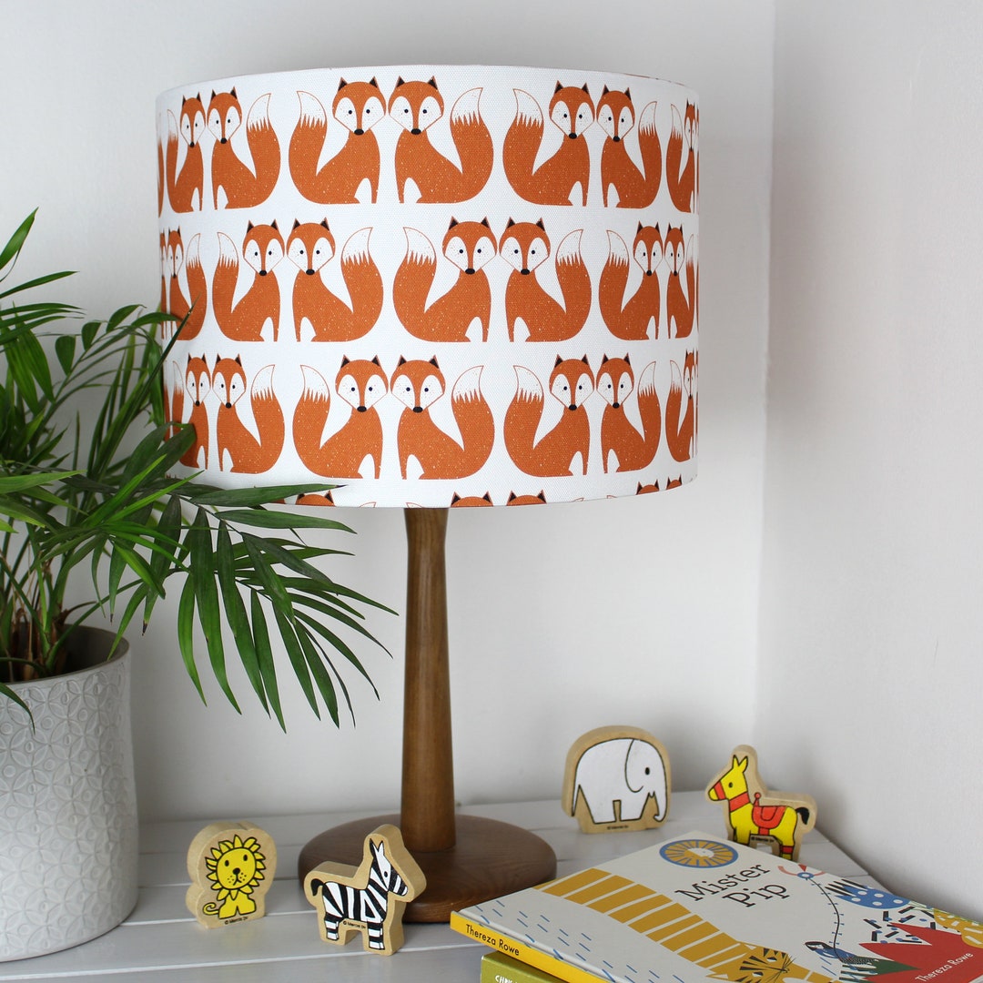Orange Fox Animal Print Drum Lampshade Lamp Shade Lightshade - Etsy