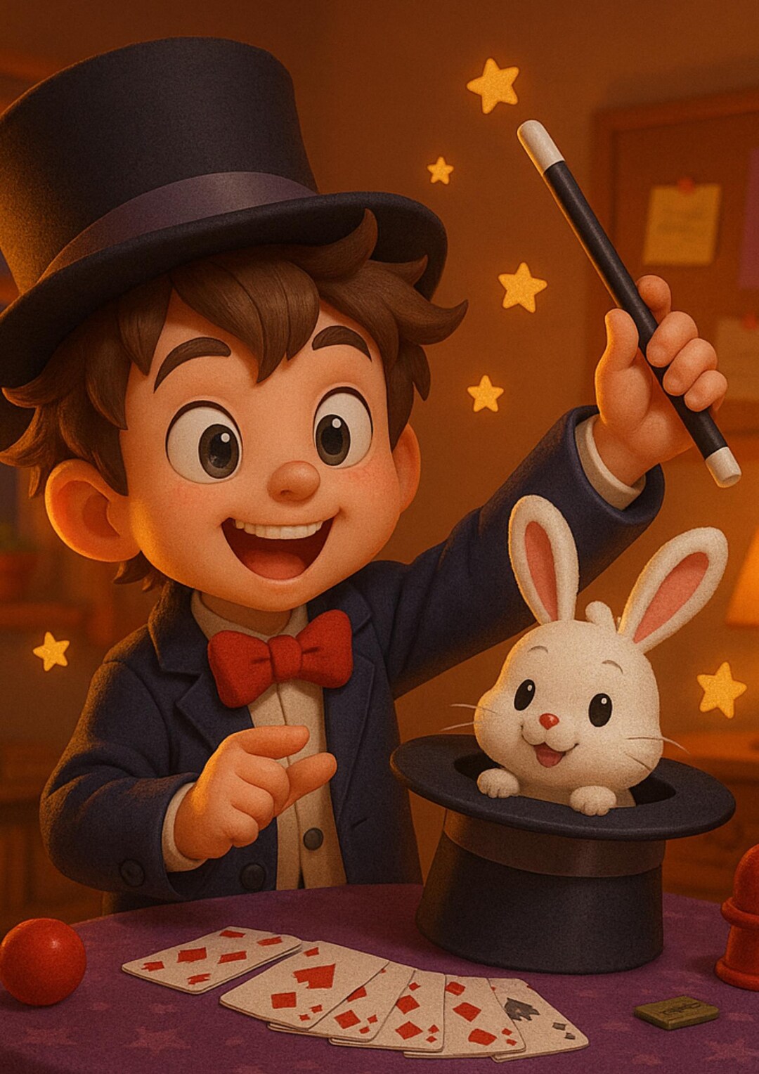 Magical Kid Magician Wall Art – Cute 3D Cartoon Rabbit in Hat | Nursery ...