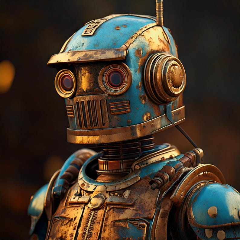Vintage Rusty Robot Retro Ai-created Digital Art Print - Etsy