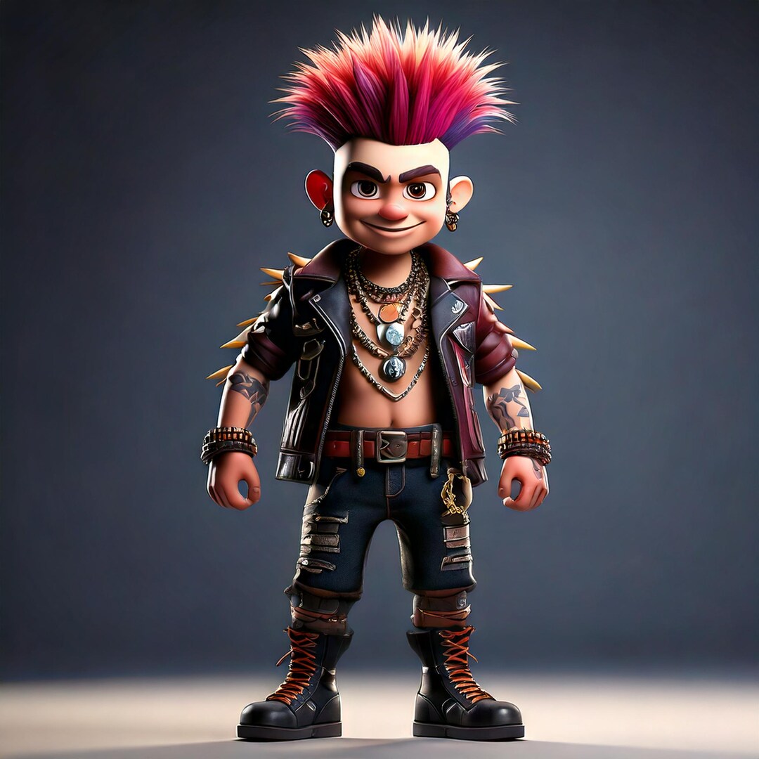 Bold Punk Rocker Staring Pose - Digital Art Illustration for Download ...