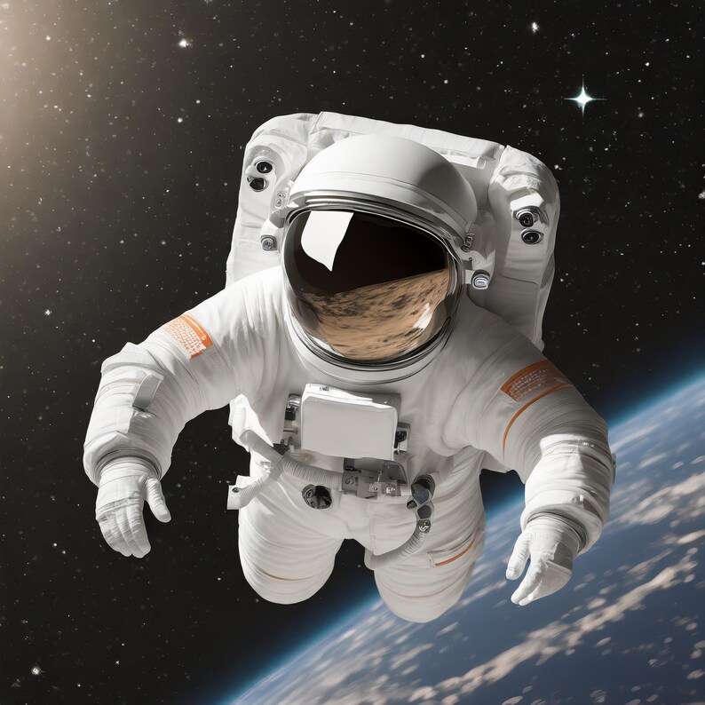 Floating Astronaut in Plain Space Suite With a Black Backgroud and ...