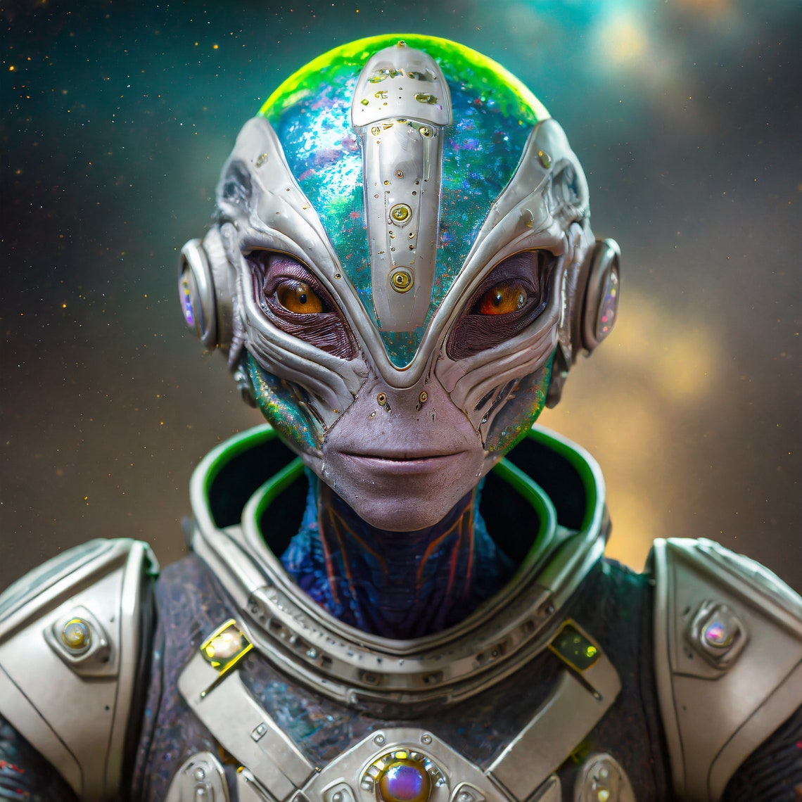 Detailed Alien Creature With Tin Can Head in Spacesuit – Ai-created ...