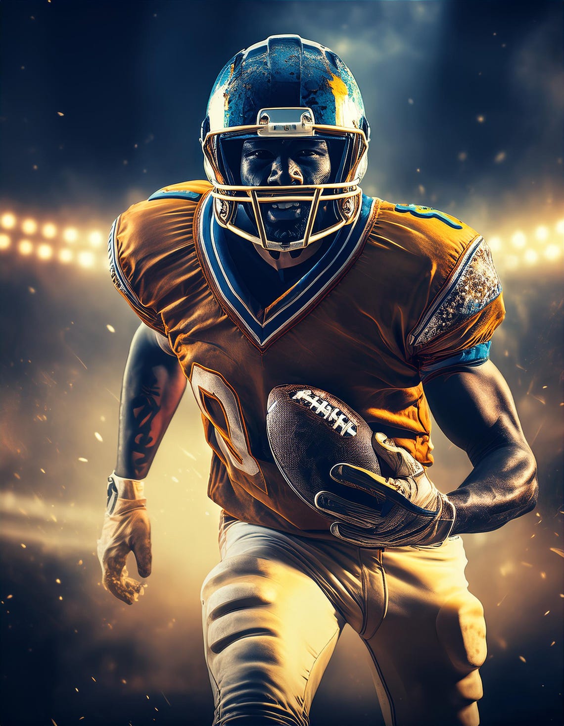 American Football Action Shot With Player Holding Ball – Dynamic Sports ...