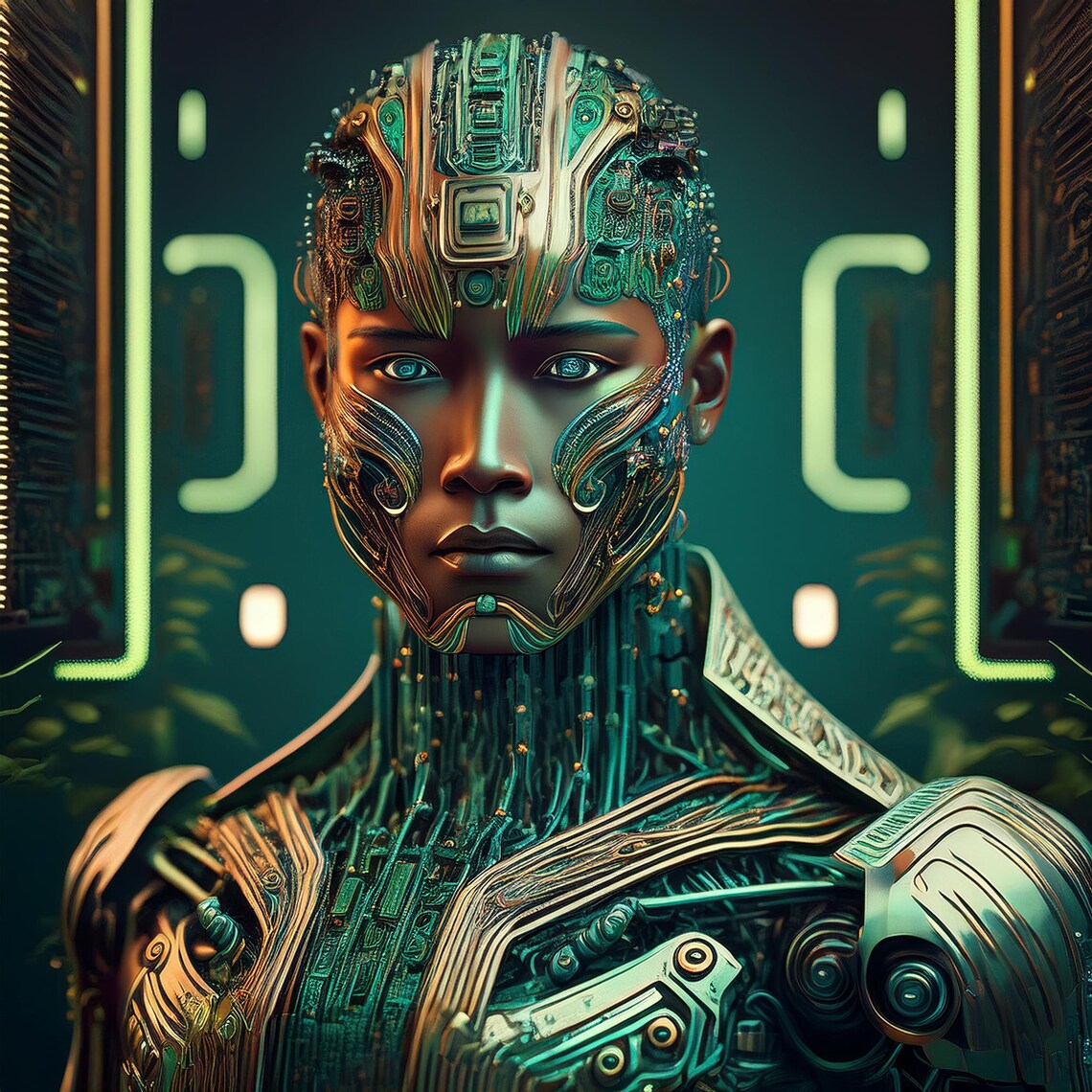 Cybernetic Sentinel Ai-generated Digital Art – Futuristic Sci-fi Wall Decor, Cyberpunk Robot ...