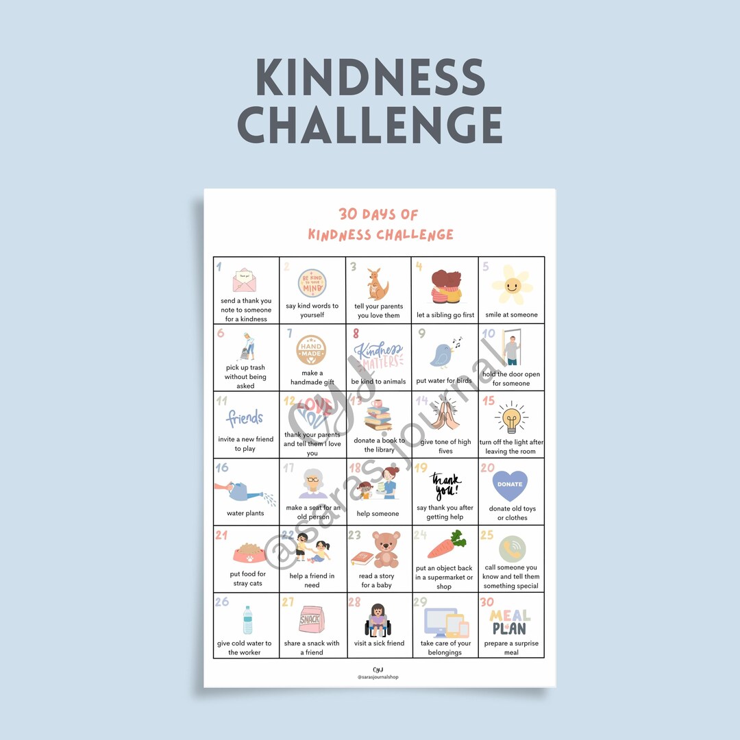 Kindness Challenge, Kids Poster, Growth Mindset, Kids Printables ...