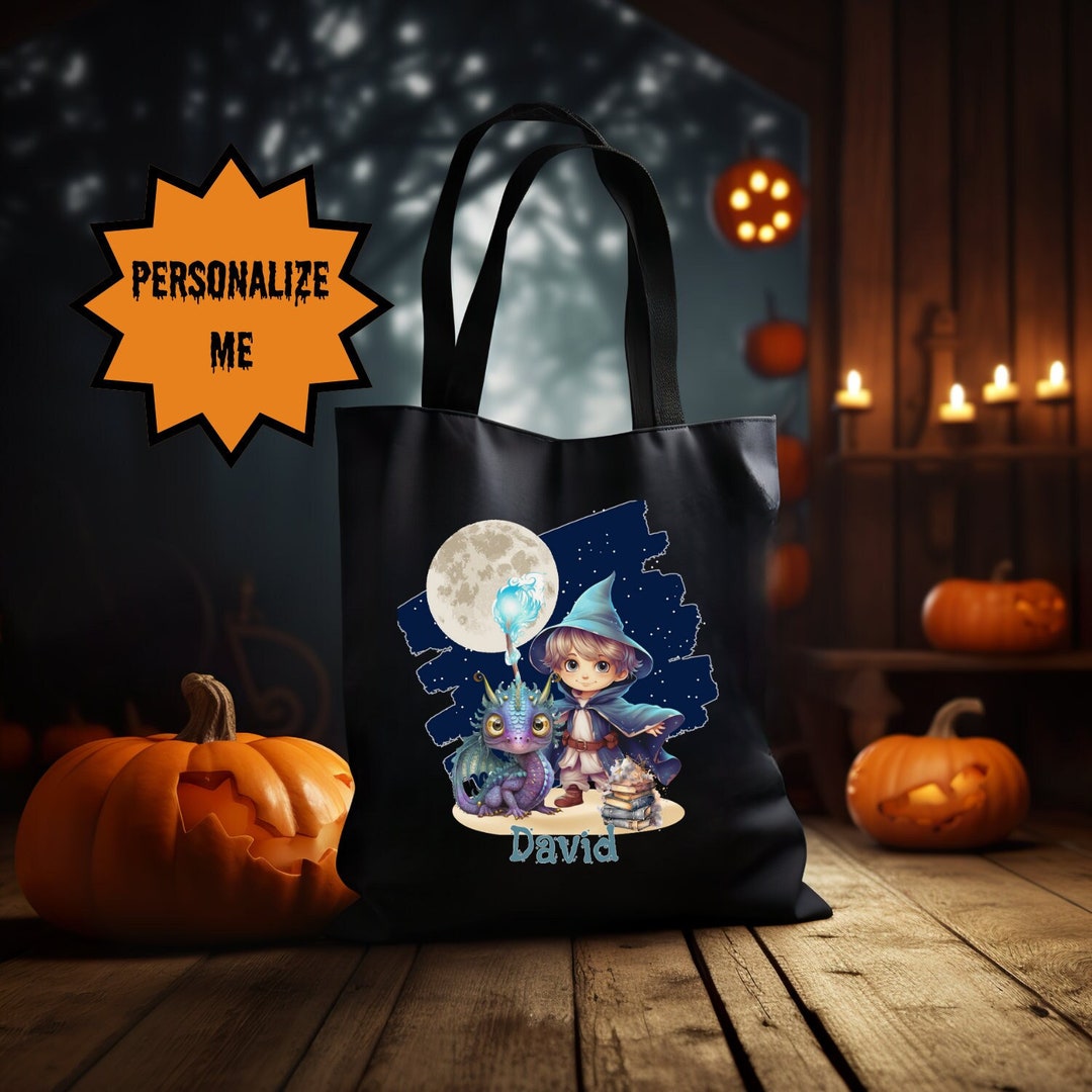 Personalized Wizard Dragon Trick or Treat Bag, Cotton Canvas - Etsy