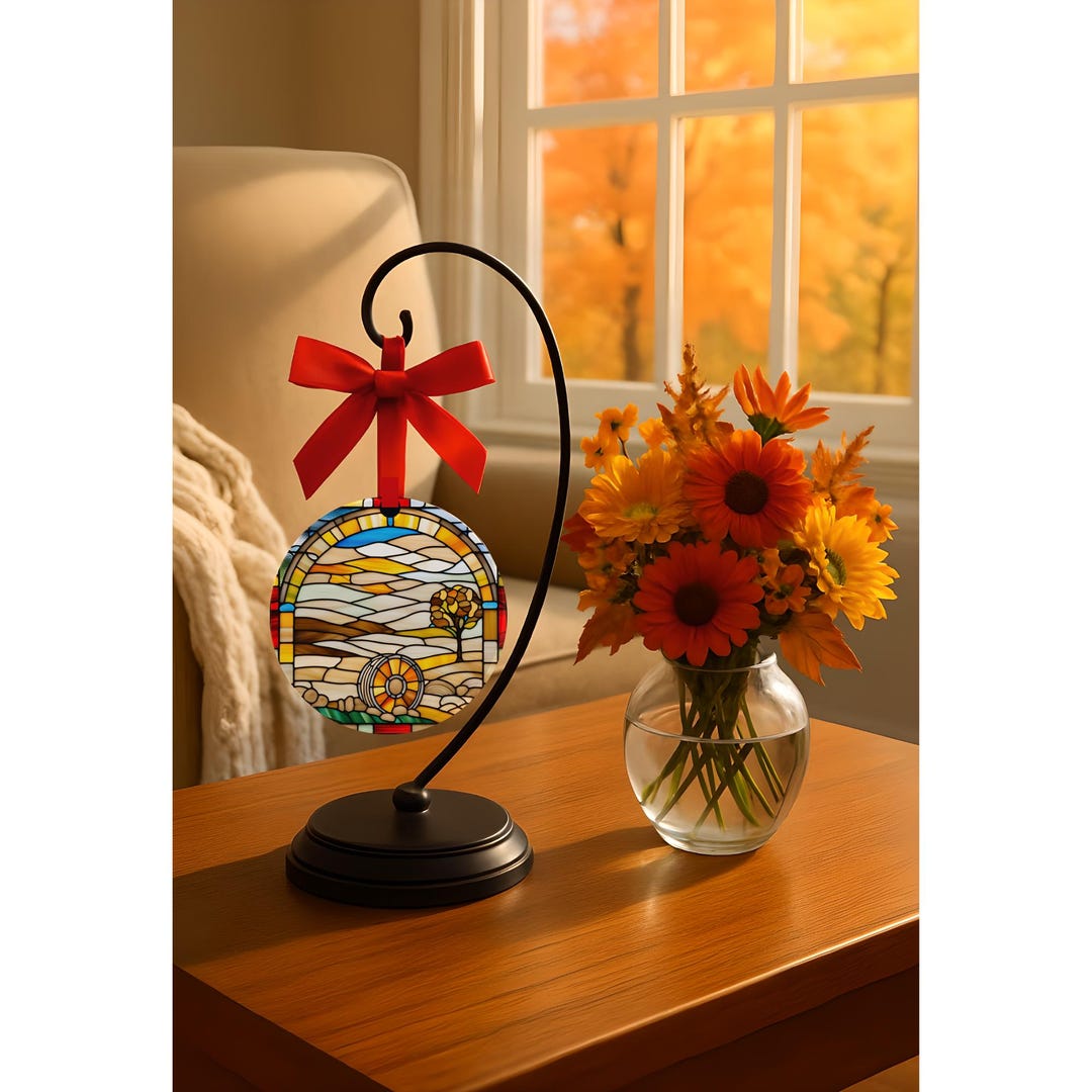 Stained Glass Style Hay Bale Ornament: Rustic Farmhouse Fall Decor - Etsy