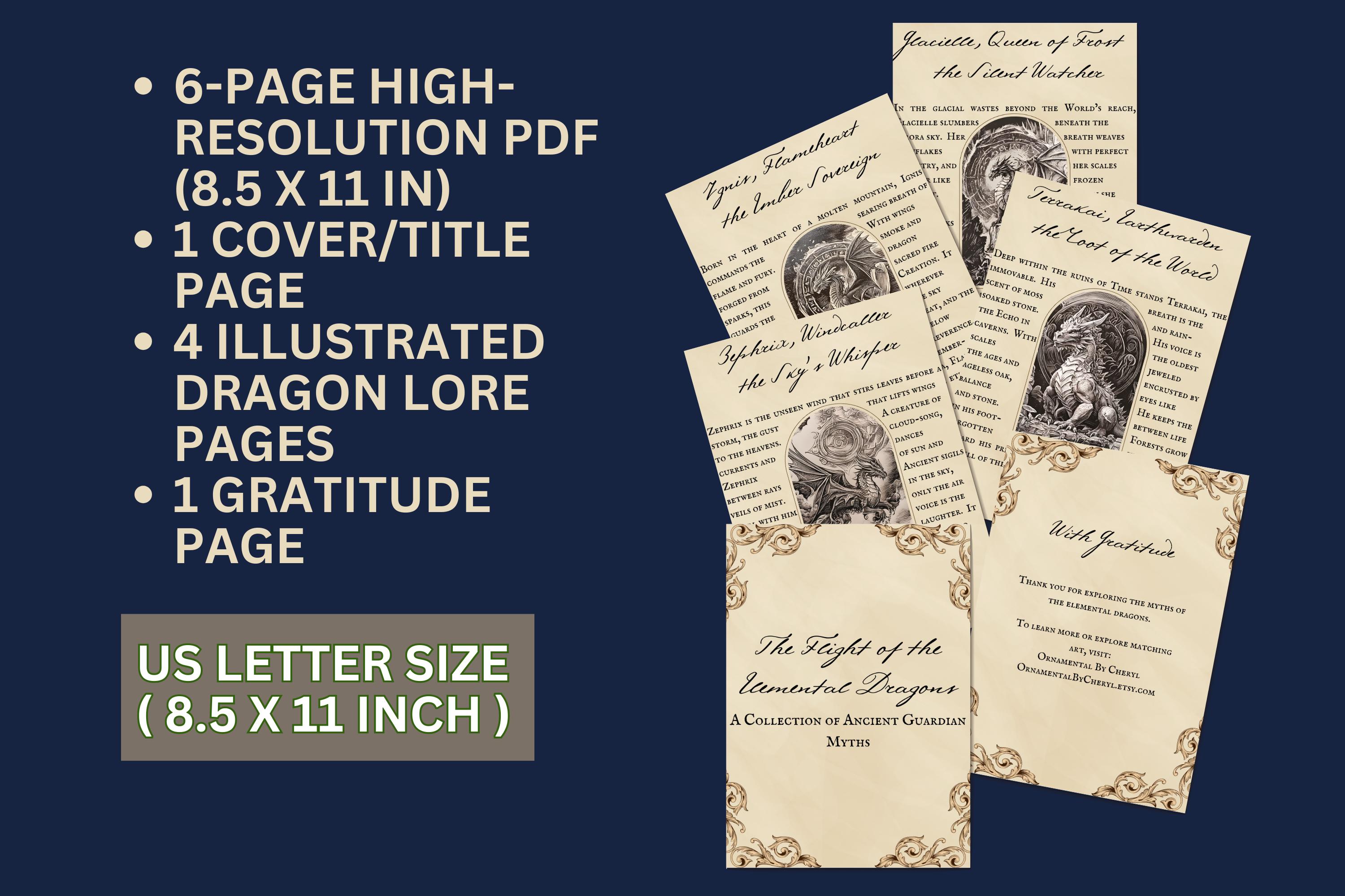 Dragon Lore Scroll – Elemental Fantasy Printable PDF – Fire, Ice, Wind ...