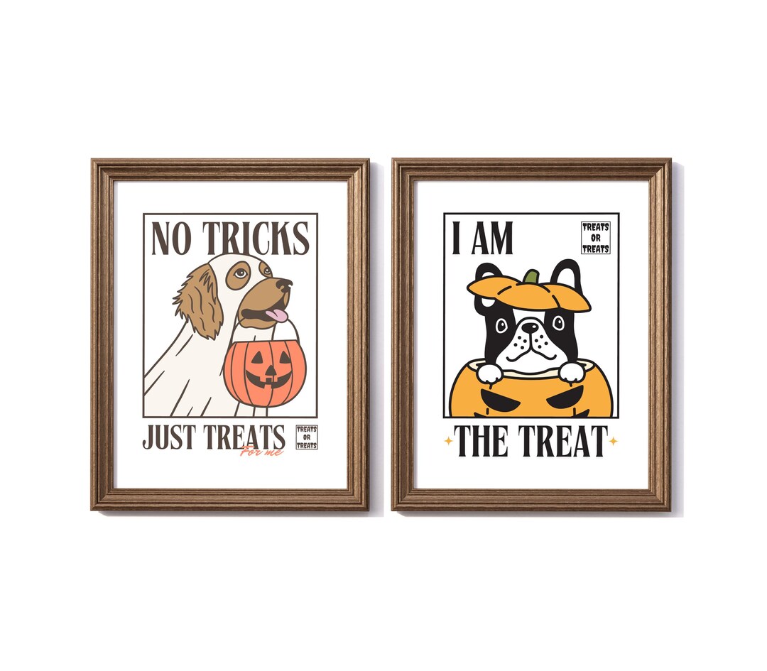 Spooky Dog Retro Wall Art Bundle, Printable Halloween Decor, Funny Dog ...