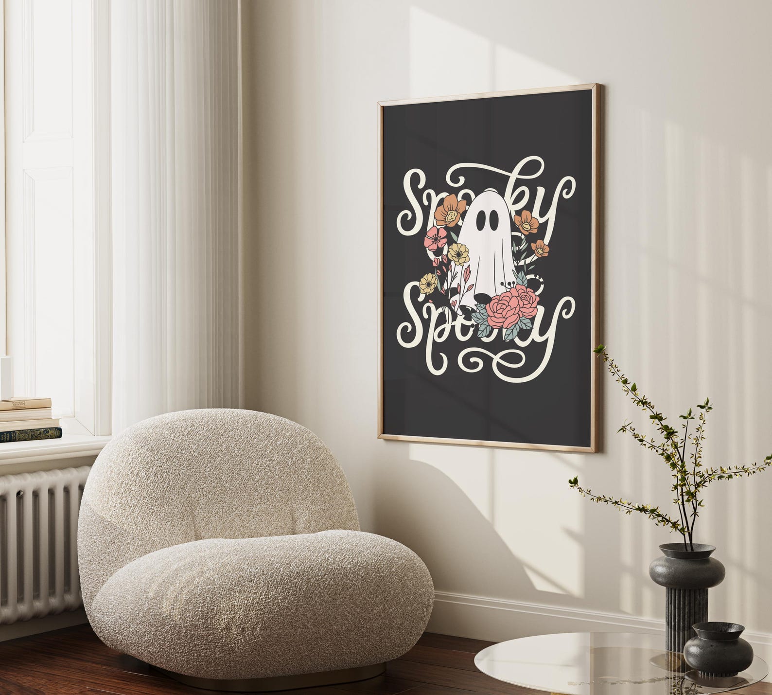 Ghost Retro Wall Art, Halloween Decor Printable, Spooky Vintage Autumn ...