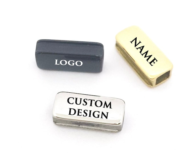Engraved Logo Bead, Add-on Engraved Stainless Rectangle Bead for Custom ...