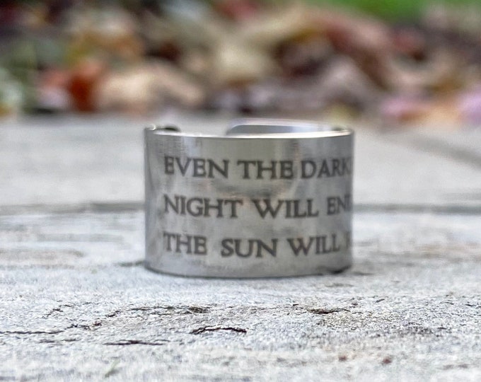 Les Miserables Ring, Les Mis Ring, Wide Adjustable Engraved Stainless ...
