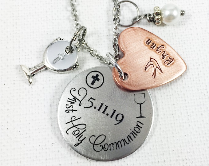 First Communion Necklace, Personalized Name Necklace, First Holy ...