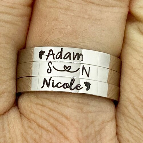 Stacking Name Ring Personalized Stackable Ring for Mom - Etsy