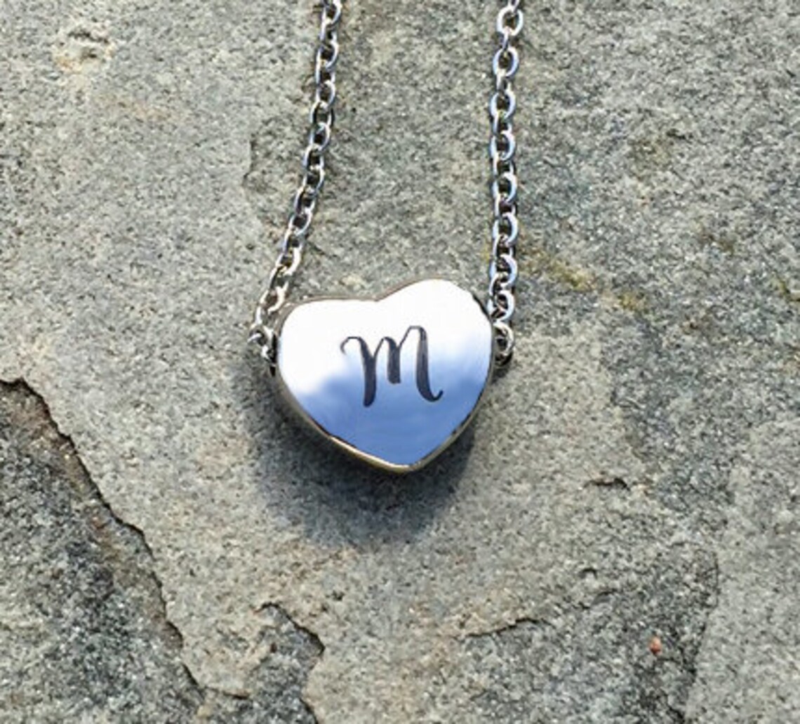 Heart Initial Necklace, Sweet and Simple Monogram Heart Necklace - Etsy