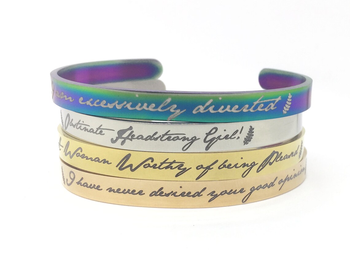 Jane Austen Cuff Bracelet Engraved Stainless Steel Jane | Etsy