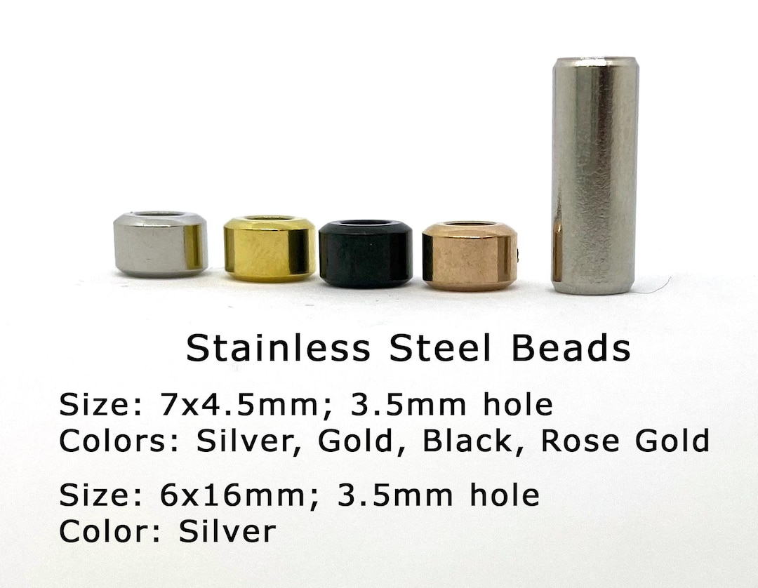 Custom Engraved Beads, Stainless Steel Rose Gold, Gold or Silver Beads ...