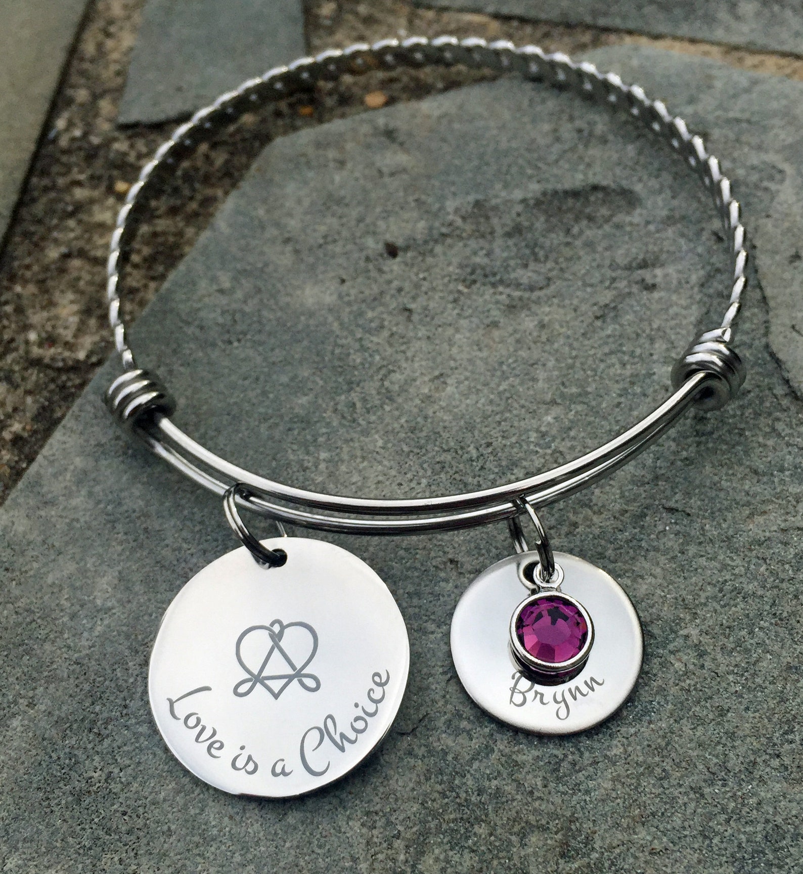 Adoption Bangle Bracelet, Love is a Choice Gotcha Day Gift, Engraved ...