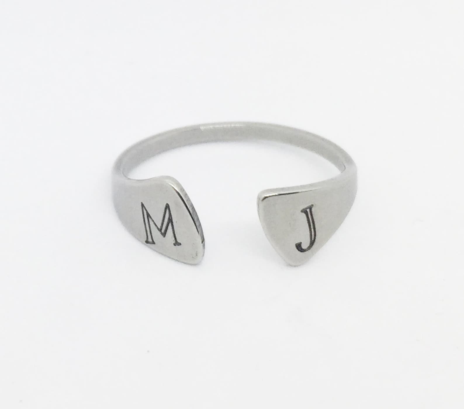 Engraved Initials Ring Custom Silver Stainless Steel - Etsy