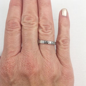 Phases of the Moon Stacking Ring, Hand Stamped Silver Stainless Steel ...