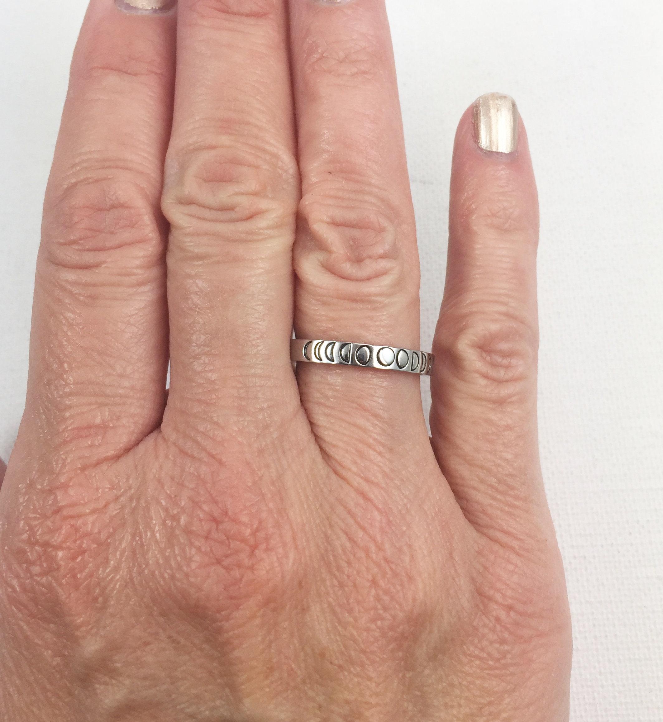 Phases of the Moon Stacking Ring Hand Stamped Silver | Etsy