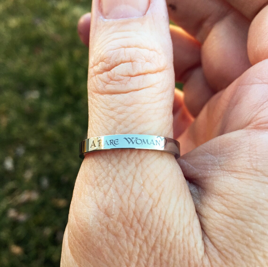 Engraved Stacking Ring Custom Silver Stainless Steel - Etsy