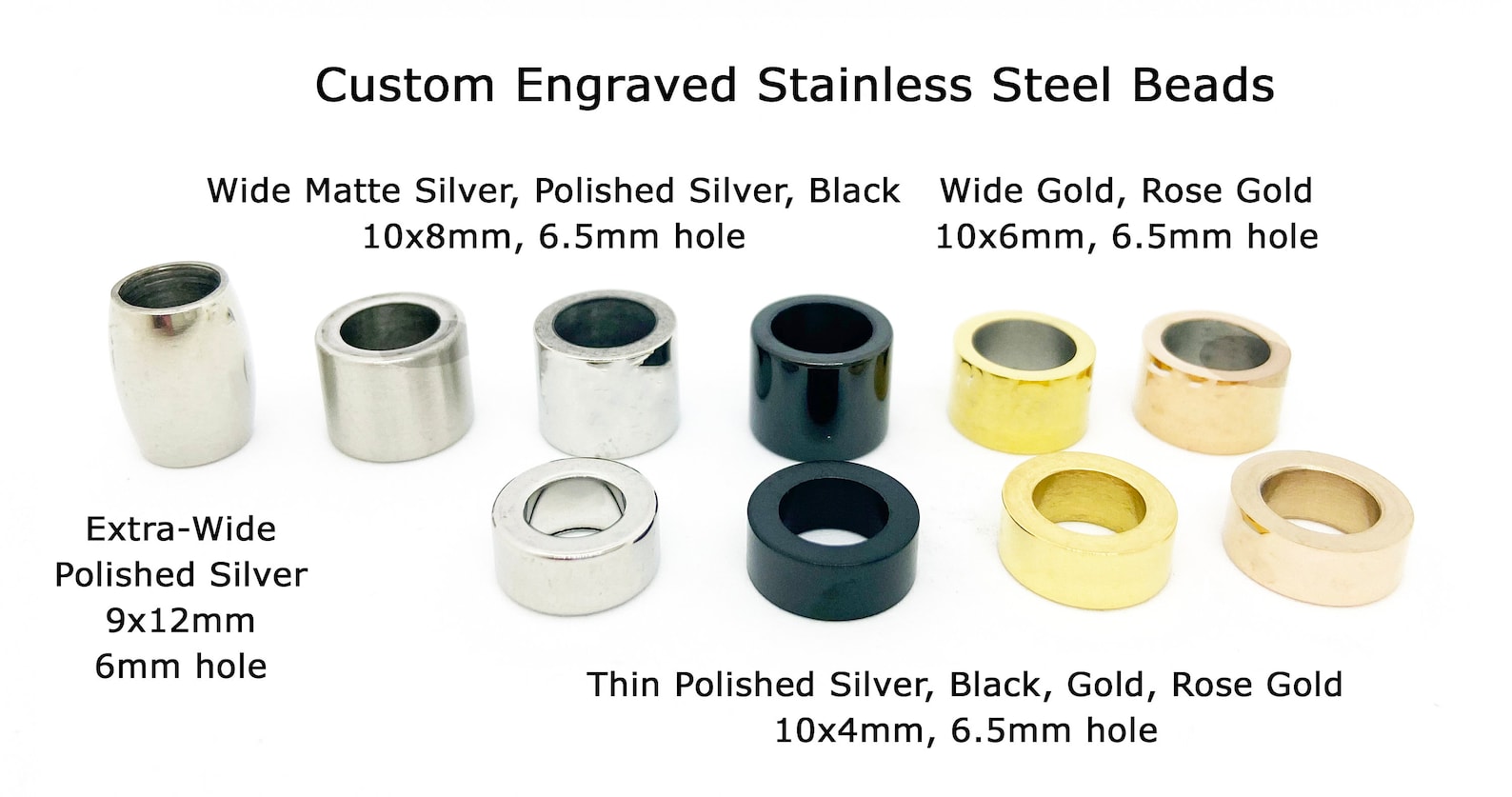 Personalized Engraved Beads With Name, Date, or Design, Add-on Engraved ...