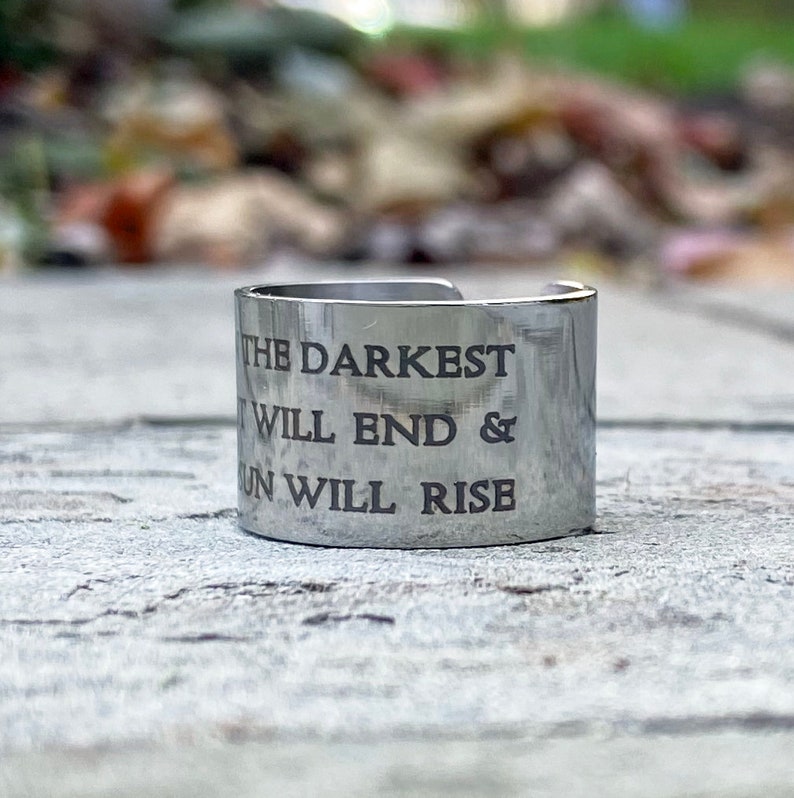 Les Miserables Ring, Les Mis Ring, Wide Adjustable Engraved Stainless ...