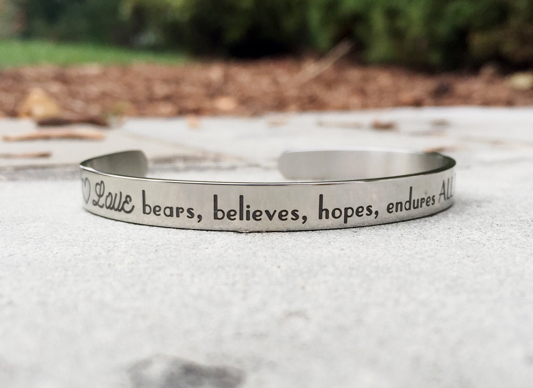 1 Corinthians 13 Bracelet, Engraved Stainless Steel Christian Bible ...
