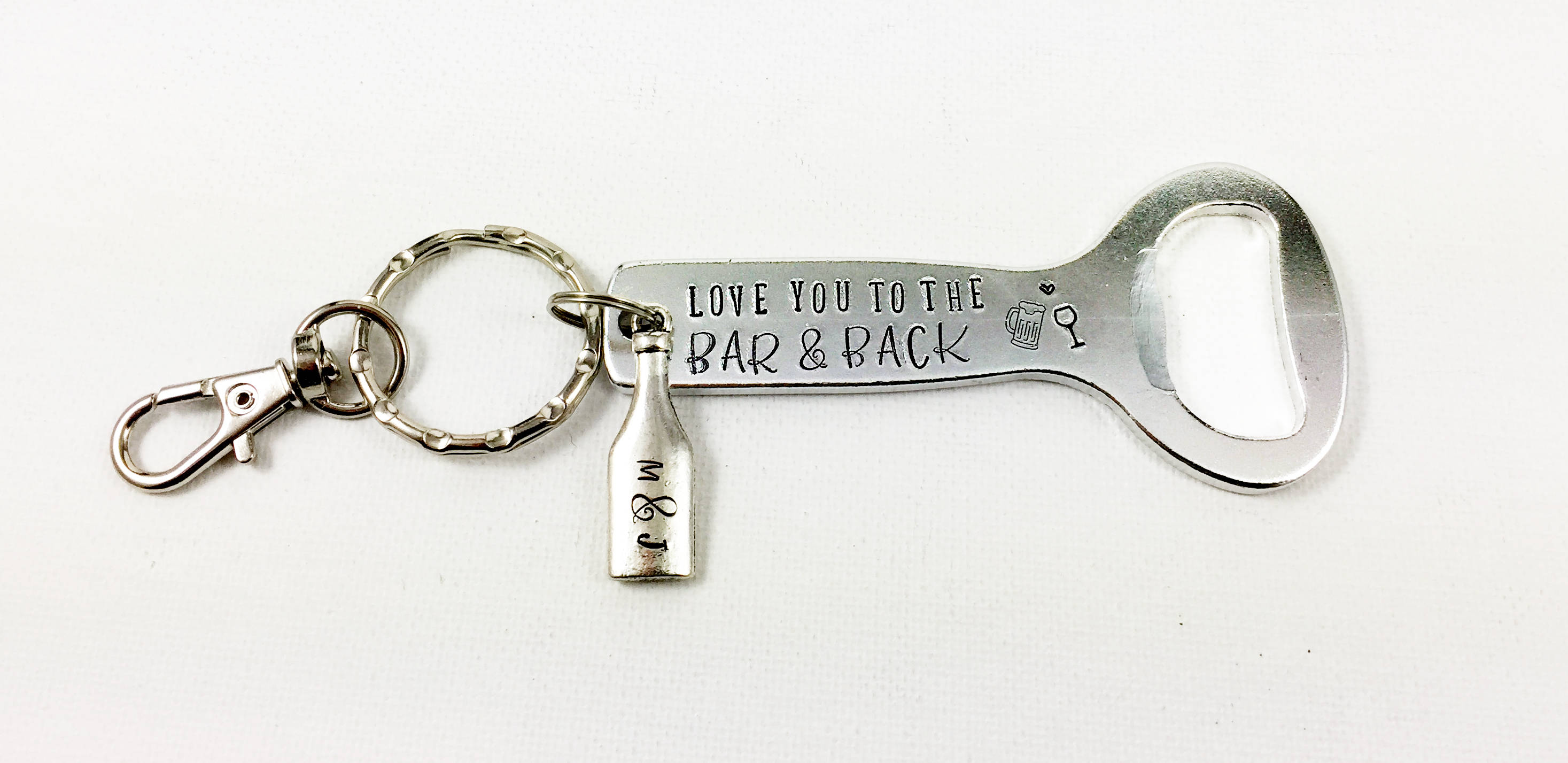 Personalized Beer Bottle Opener Keychain, Love You to the Bar and Back ...