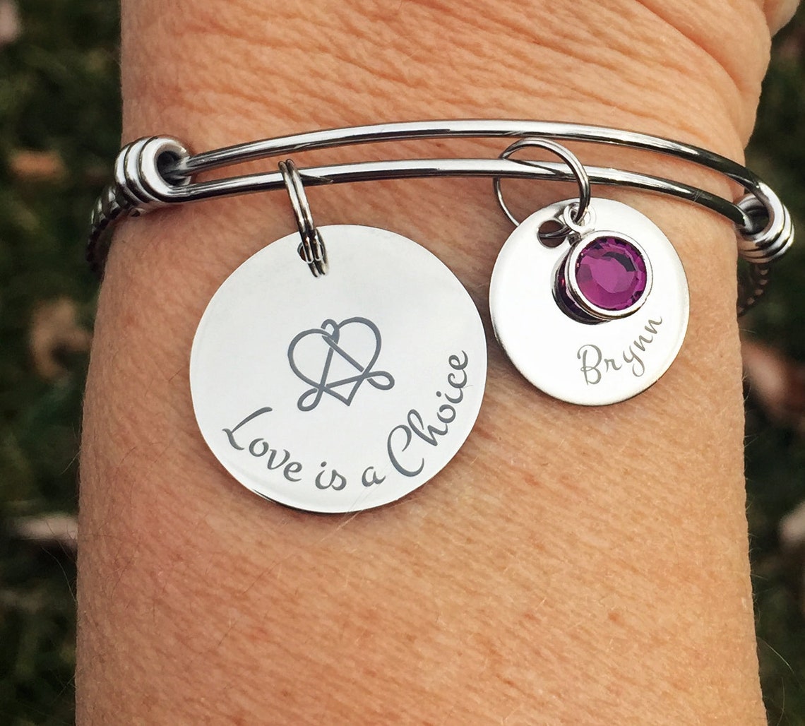 Adoption Bangle Bracelet, Love is a Choice Gotcha Day Gift, Engraved ...