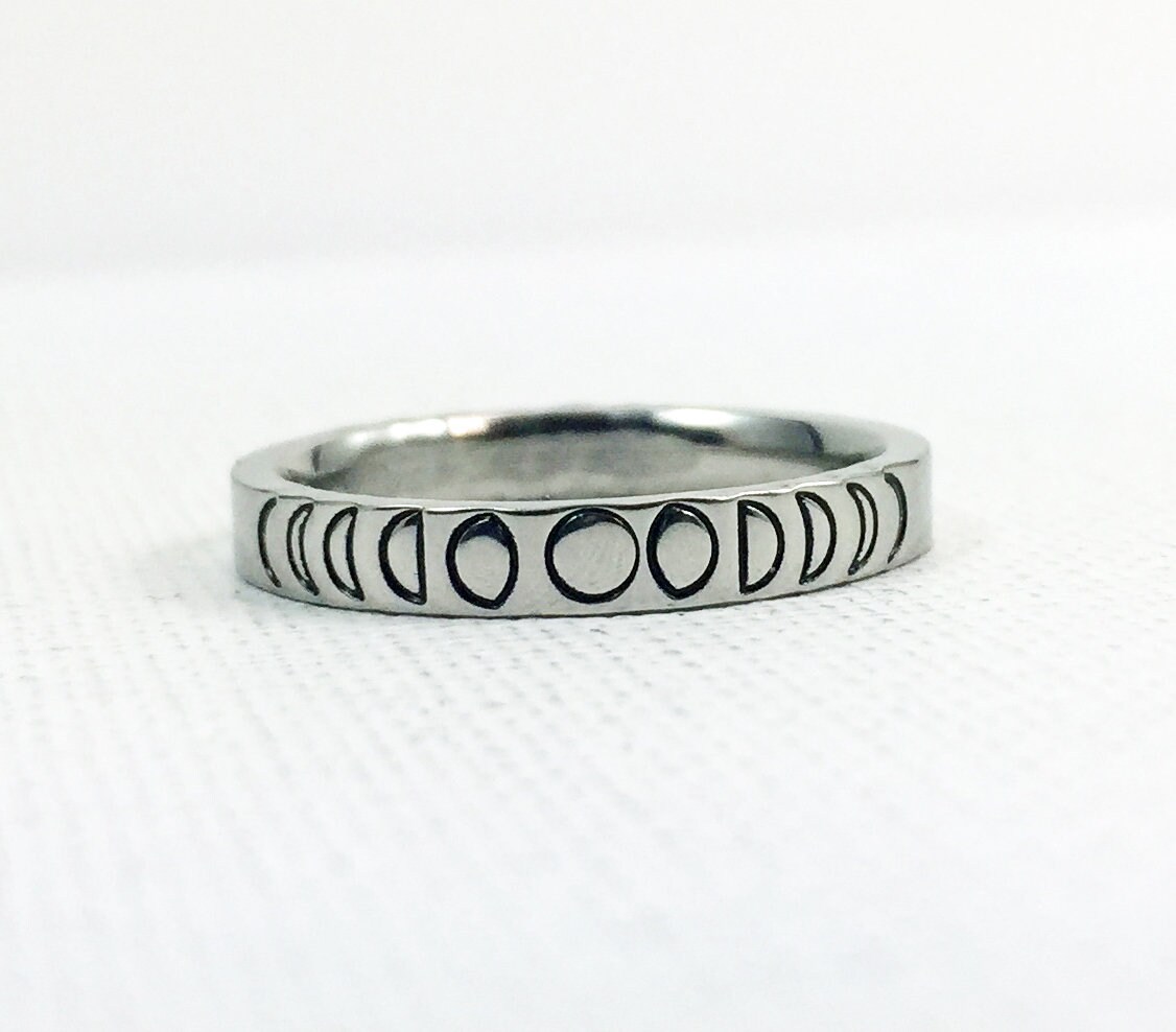 Phases of the Moon Stacking Ring Hand Stamped Silver | Etsy
