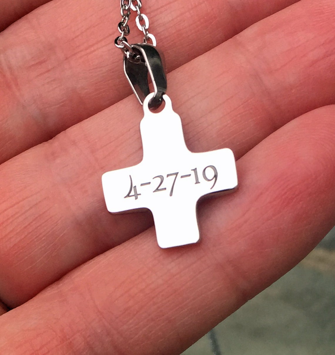 Simple Cross Necklace Double-sided Engraved Cross Necklace - Etsy