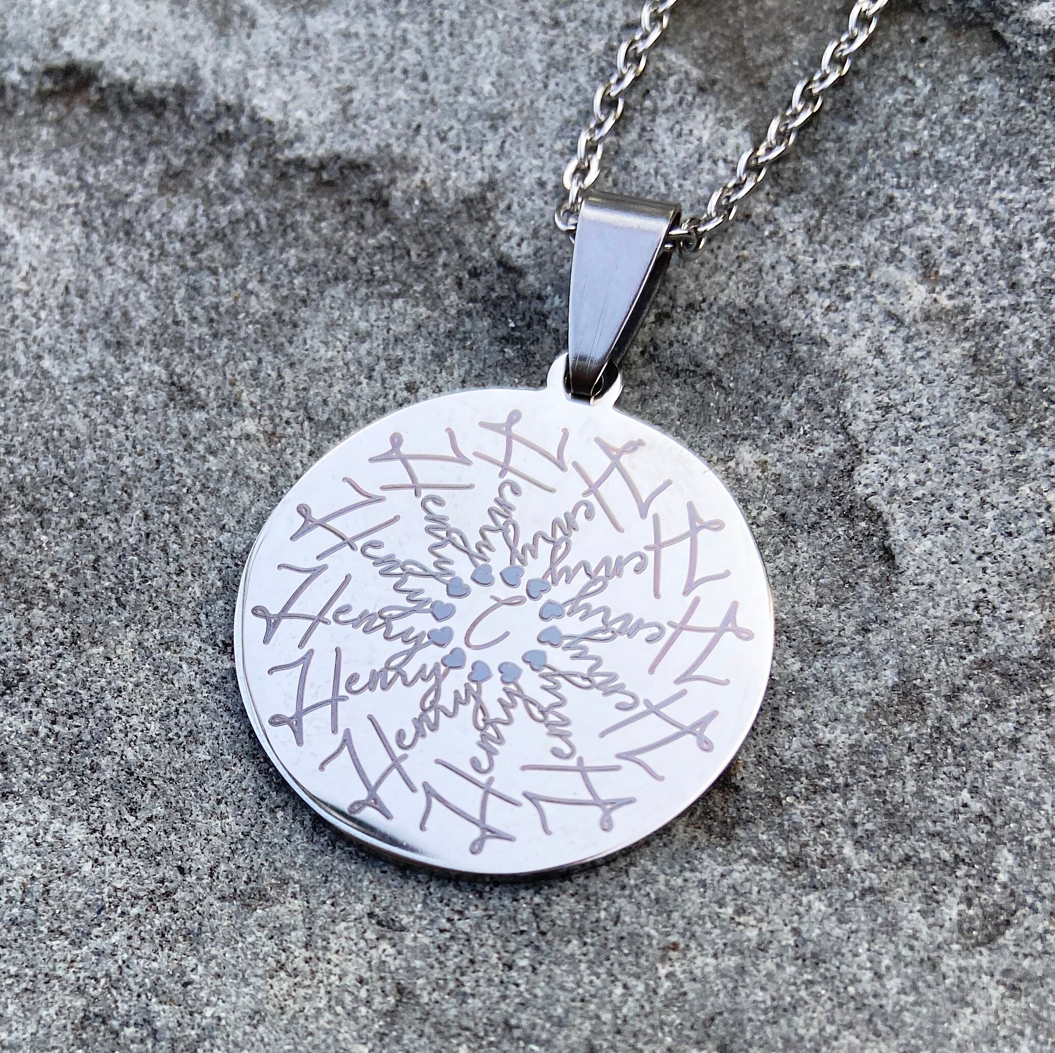 Name Mandala Necklace, Custom Engraved Stainless Steel Mandala Jewelry ...