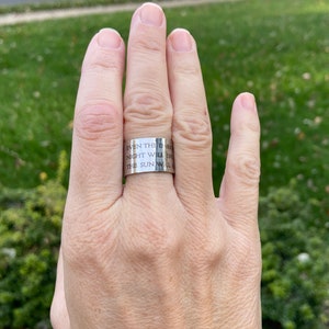 Les Miserables Ring, Les Mis Ring, Wide Adjustable Engraved Stainless ...