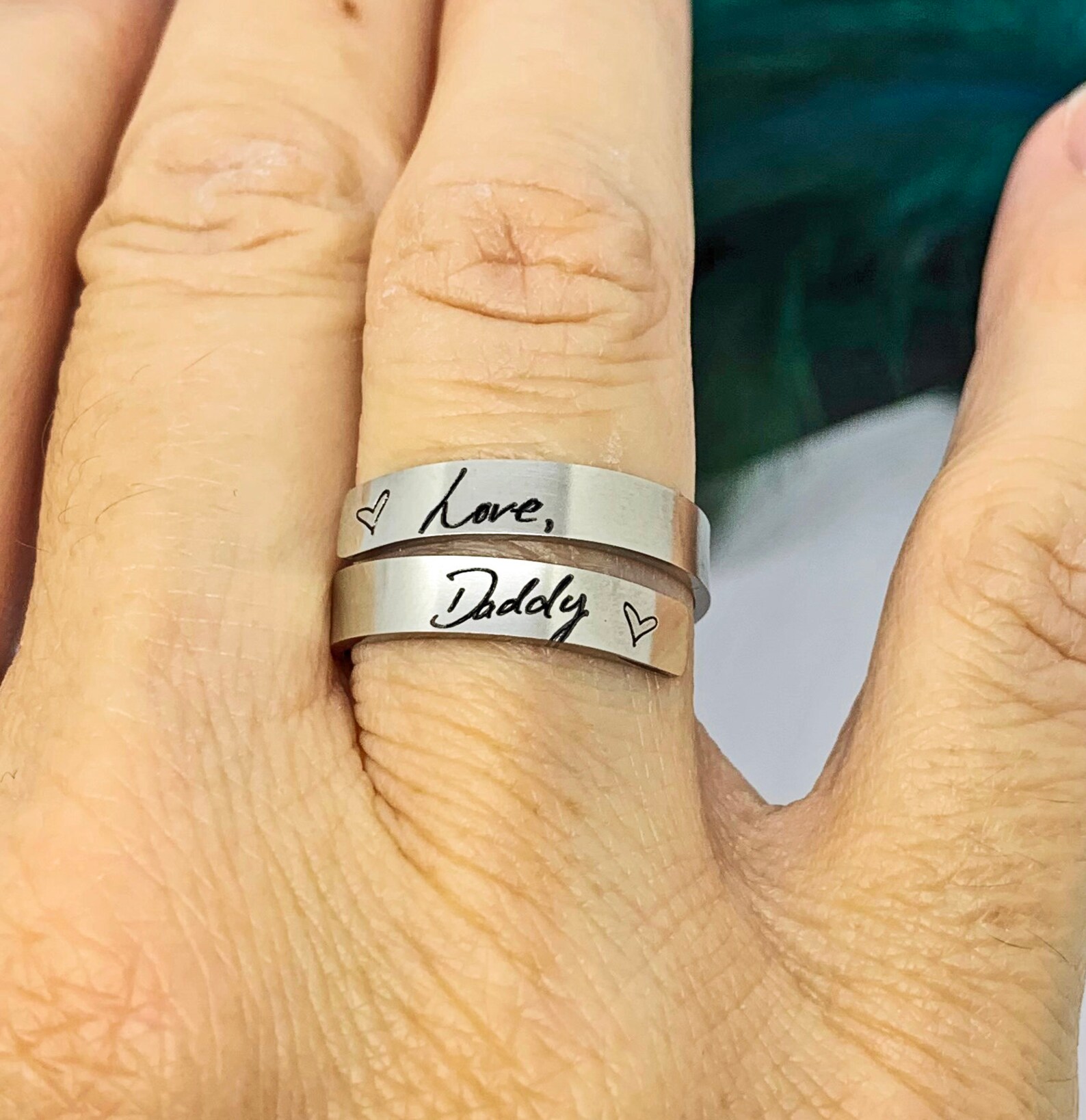 Actual Handwriting Ring Engraved Twist Wrap Ring Adjustable - Etsy