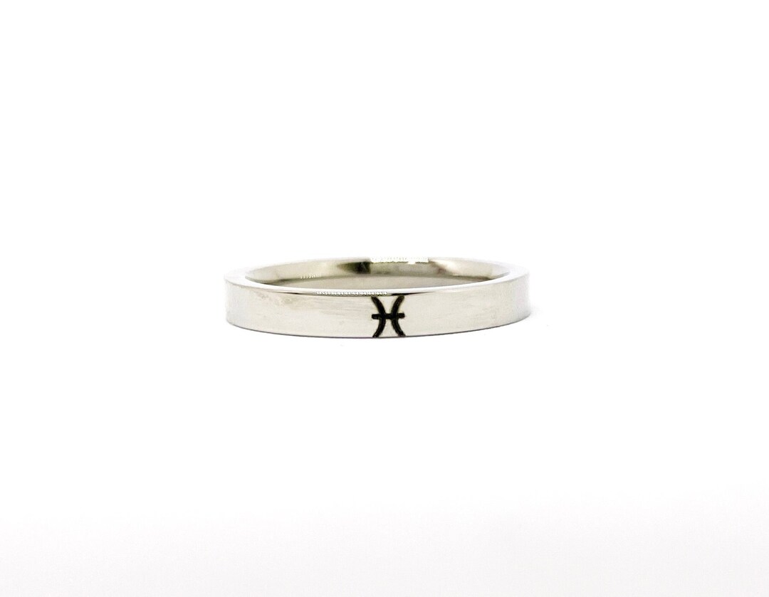 Zodiac Sign Ring, Engraved Stackable Horoscope Ring, Thin Stainless ...