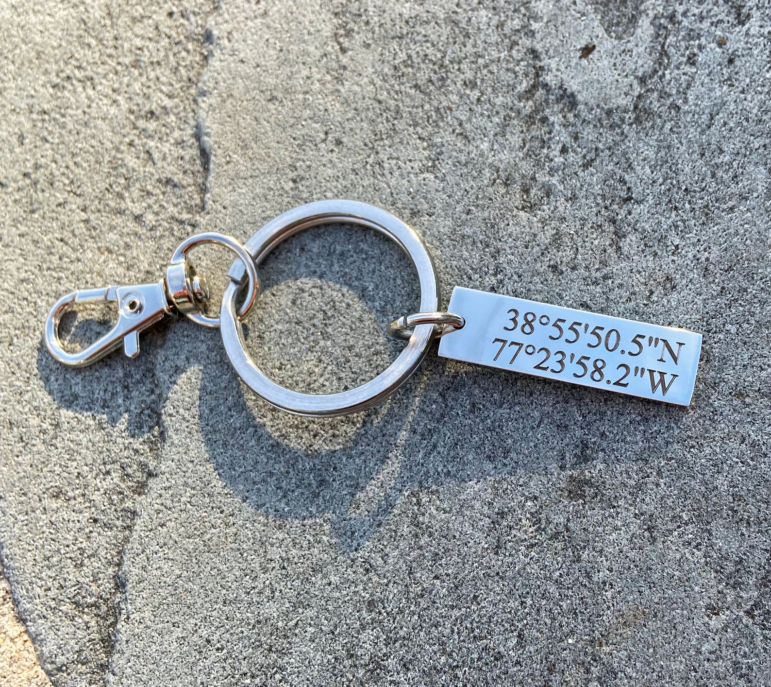 Personalized Coordinates Keychain, Stainless Steel Latitude Longitude ...