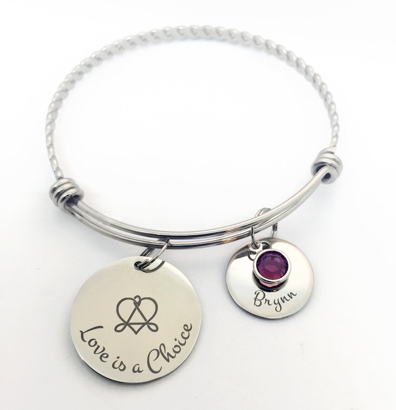 Adoption Bangle Bracelet, Love is a Choice Gotcha Day Gift, Engraved ...