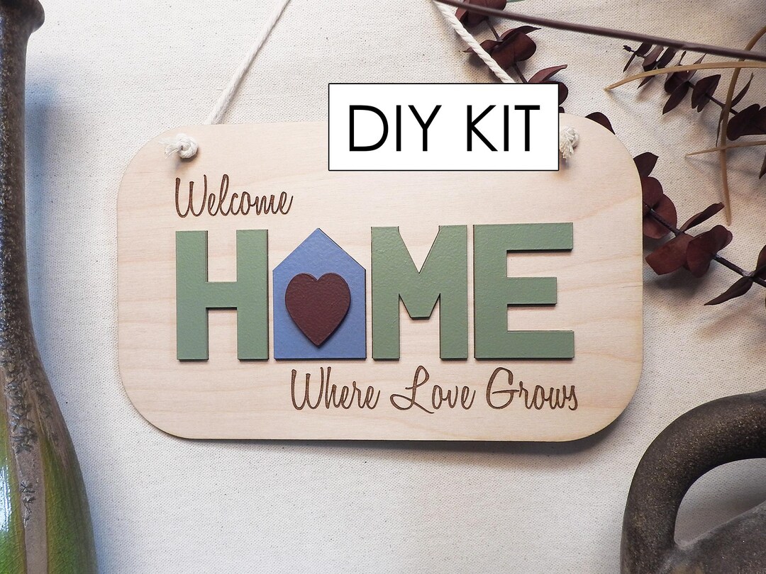 DIY Welcome Home Sign Unfinished Craft Kit Door and Wall Decor - Etsy
