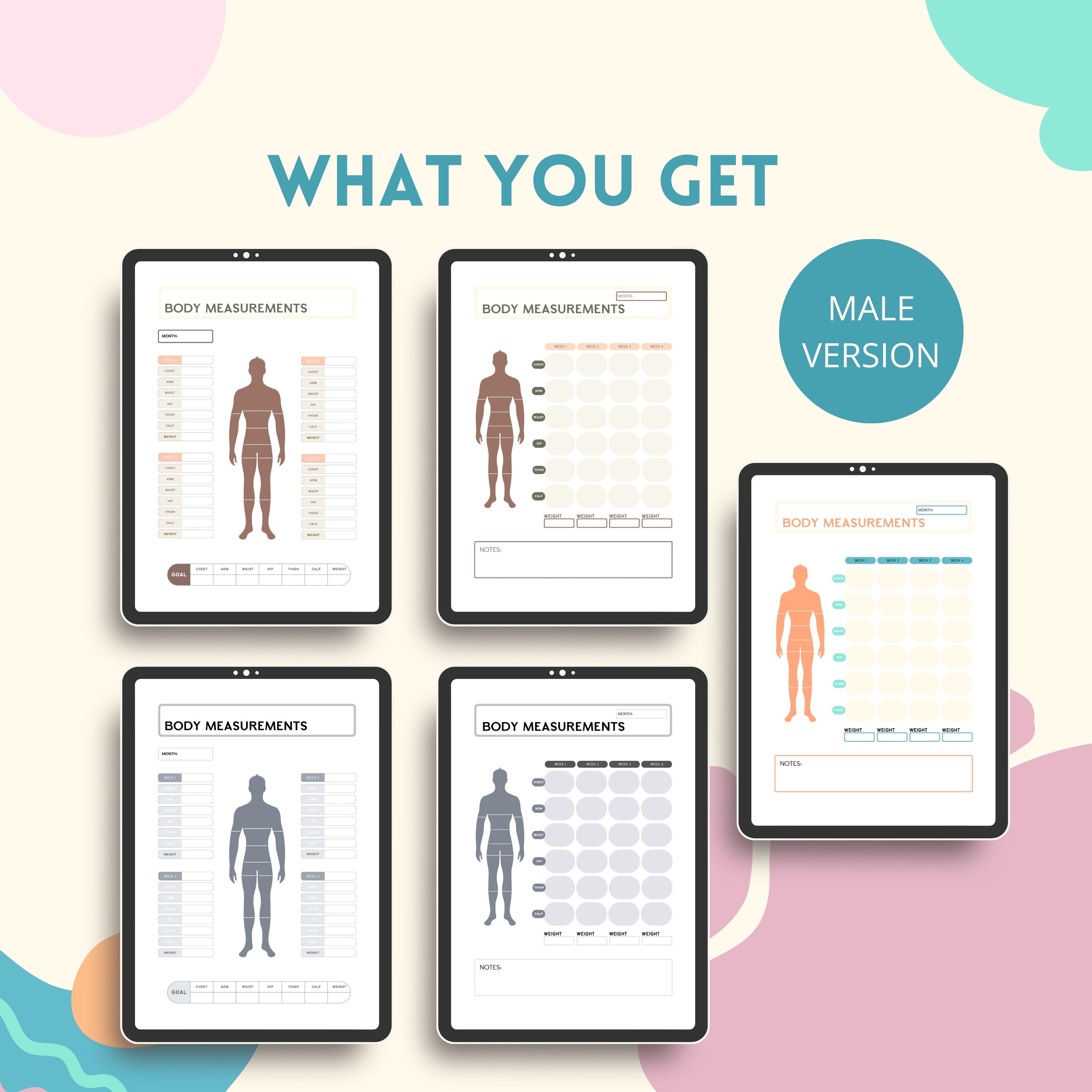 Body Measurements | Digital Template | Editable and Printable | Female ...