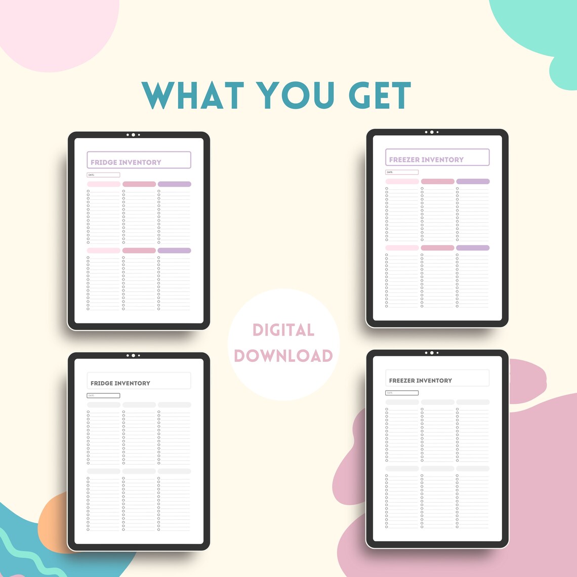 Grocery List Kitchen Inventory Pantry, Fridge, Freezer Inventories ...