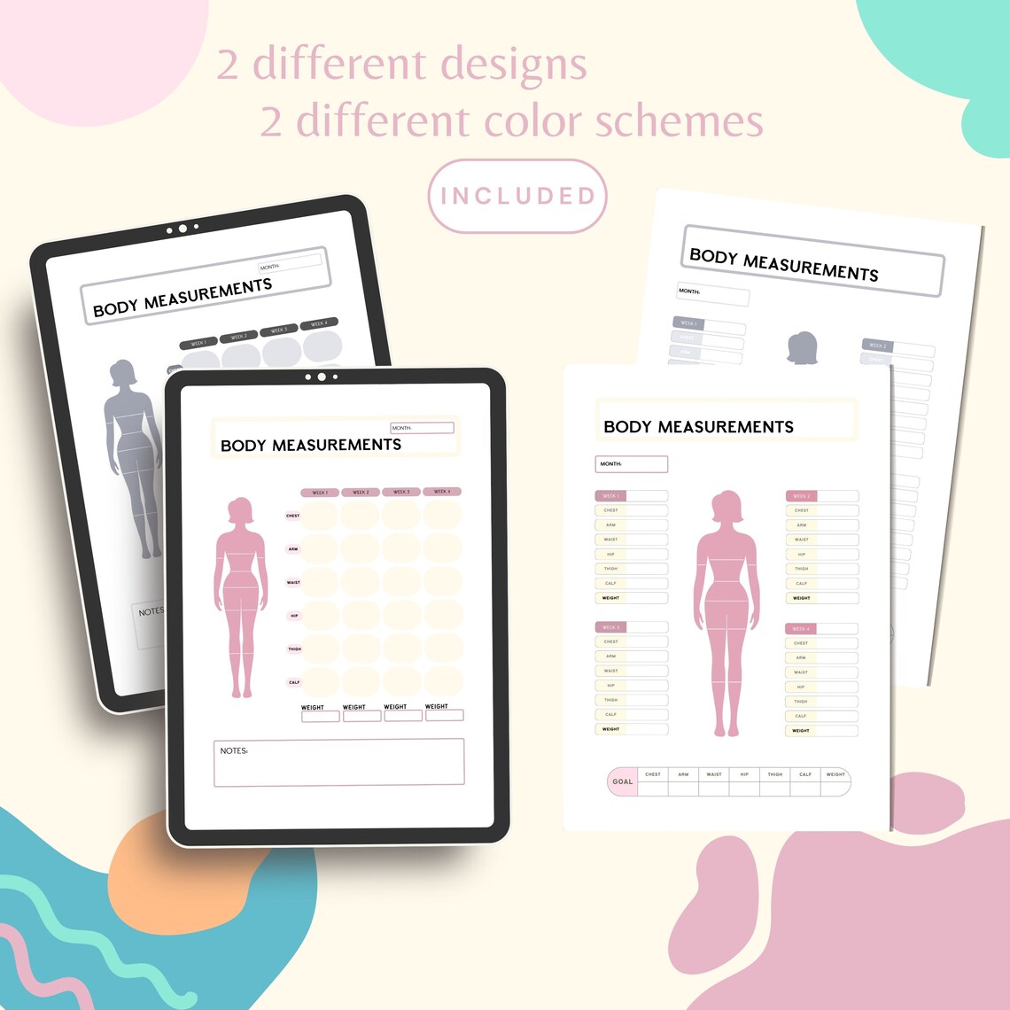 Body Measurements | Digital Template | Editable and Printable | Female ...