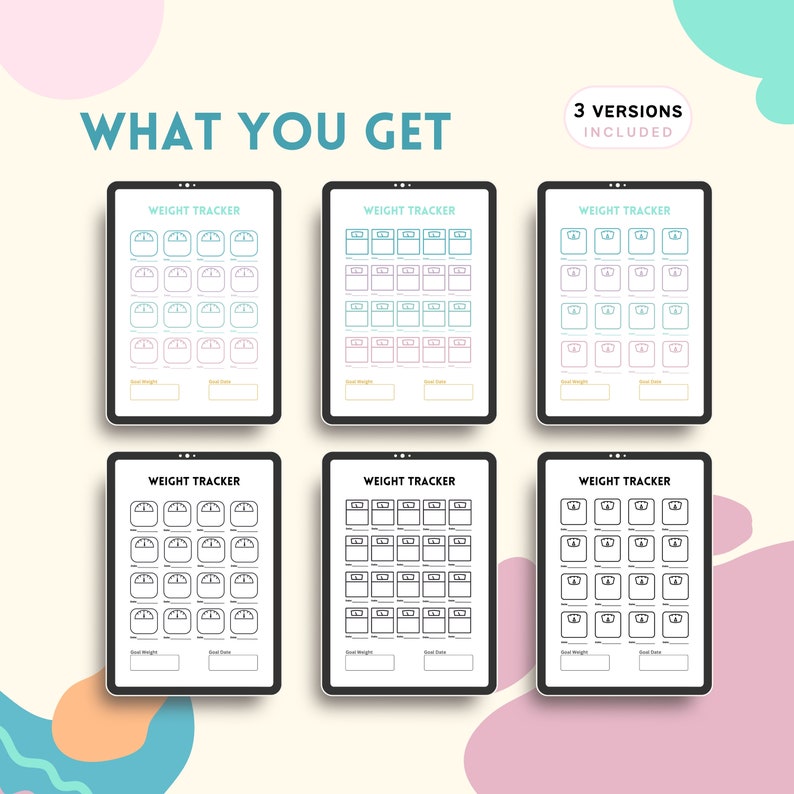 Weight Tracker | Digital Template | Editable and Printable | 3 Versions ...